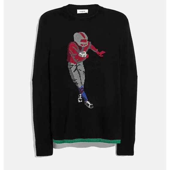 Coach | Sweaters | Coach Footballer Intarsia Sweater Black Football ...